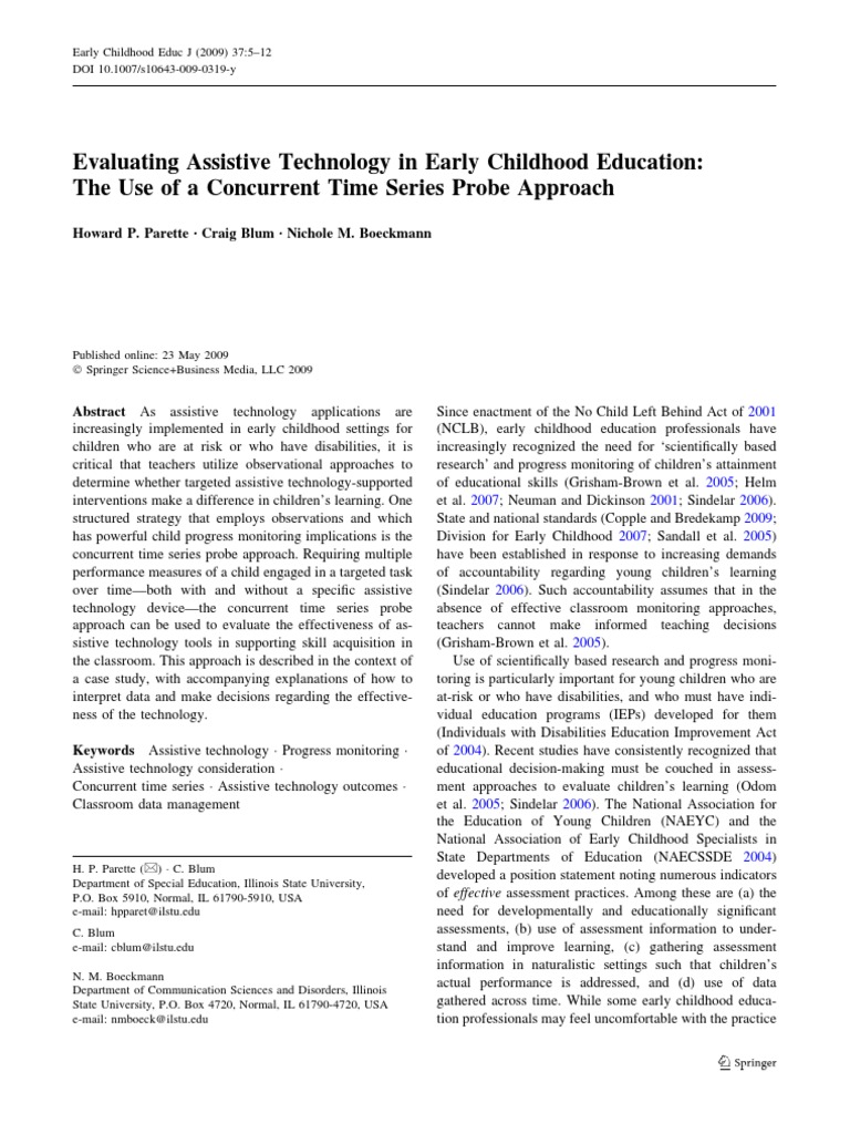 Assistive Tech Evaluation in Early Education | PDF | Early Childhood ...