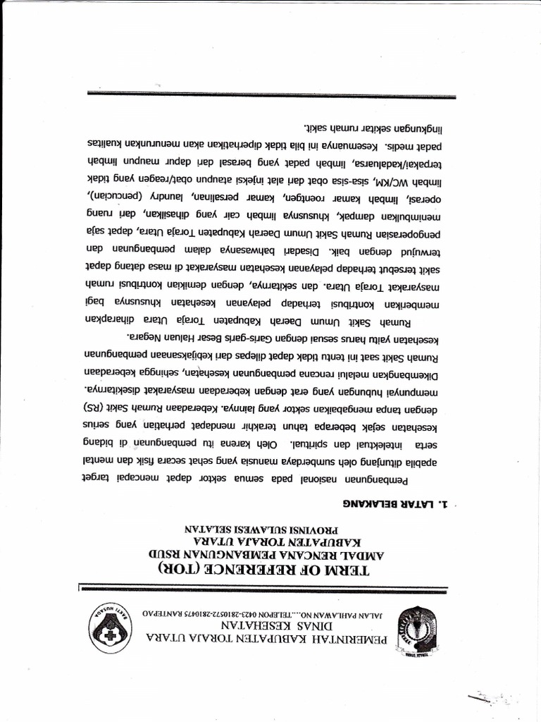 Kak Amdal Rsud Kab - Toraja Utara | PDF | Pengembangan Diri | Kesehatan Holistik