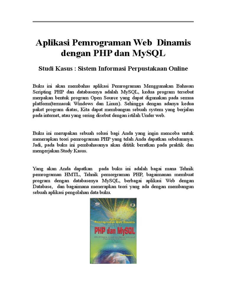 Aplikasi Pemrograman Web Dinamis Dengan PHP Dan MySQL | PDF