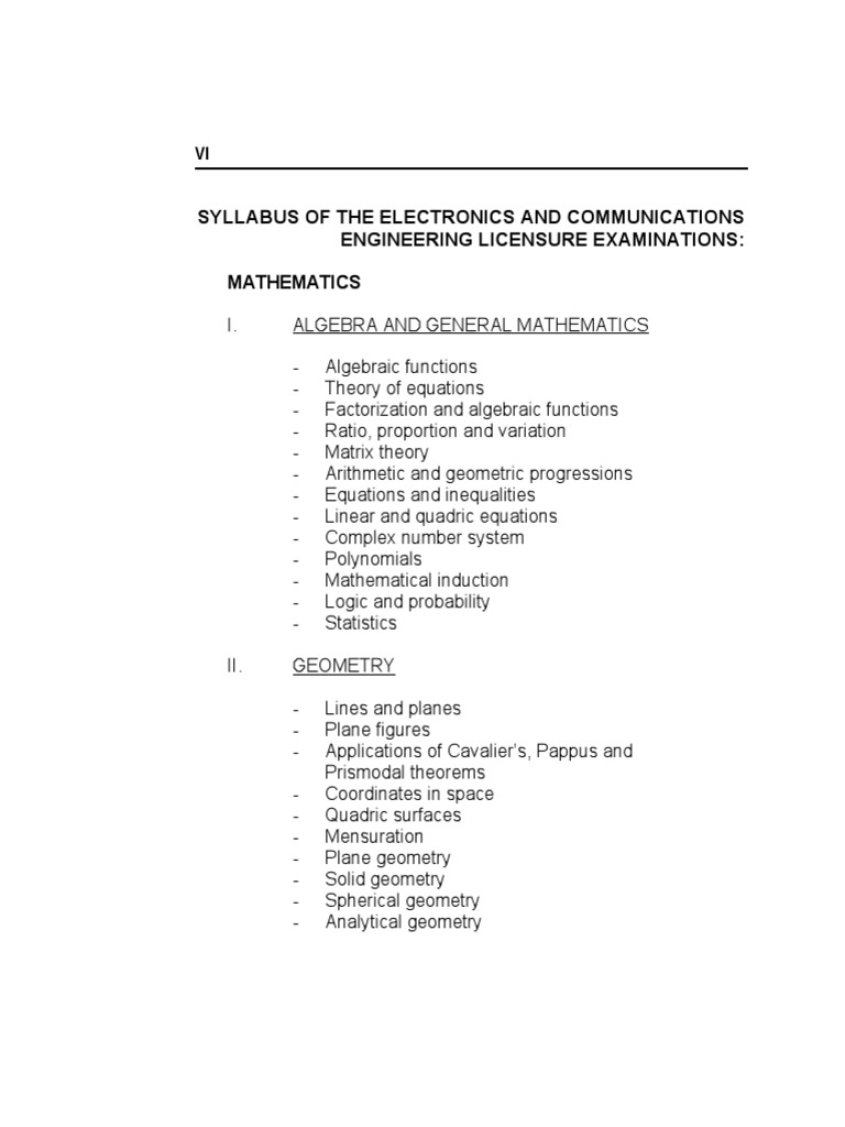 Electronics Engineering Exam Syllabus | PDF