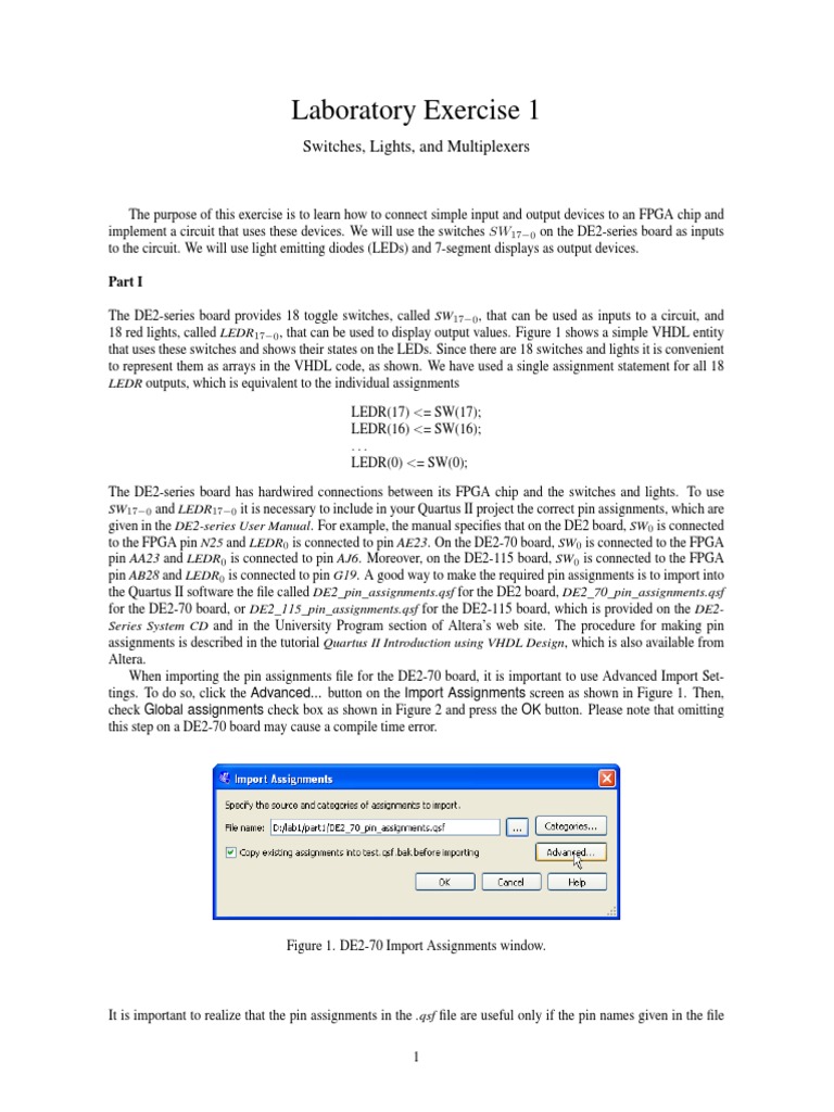 Lab1 Vhdl Pdf Vhdl Field Programmable Gate Array 