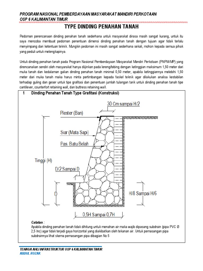 Pedoman Dinding Penahan Tanah Sederhana | PDF | Teknologi & Rekayasa