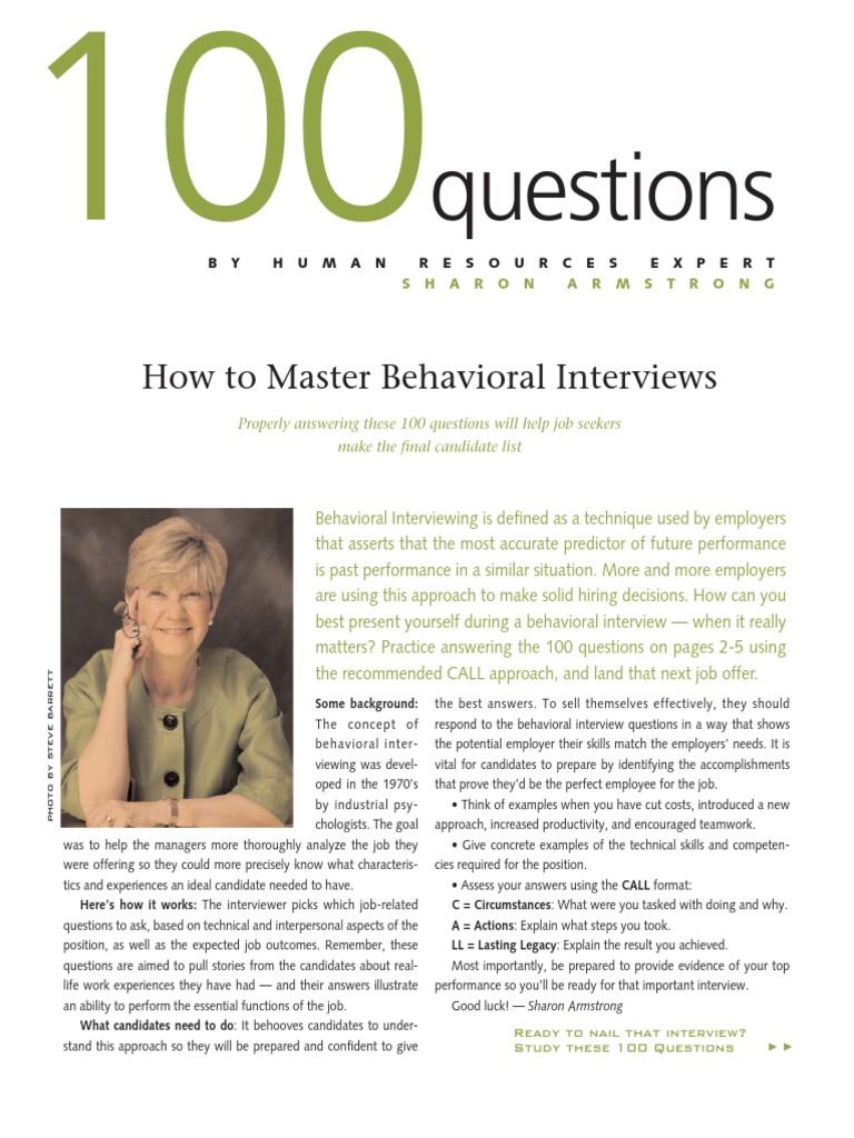 Mastering Behavioral Interviews: 100 Qs | PDF | Persuasion | Leadership