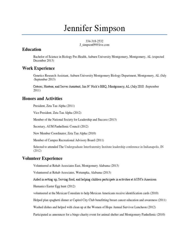 Jennifer Simpson: Education | PDF