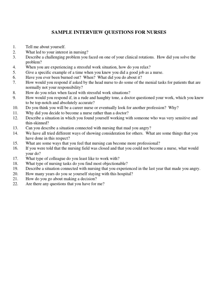 Nurse Interview | PDF | Self-Improvement