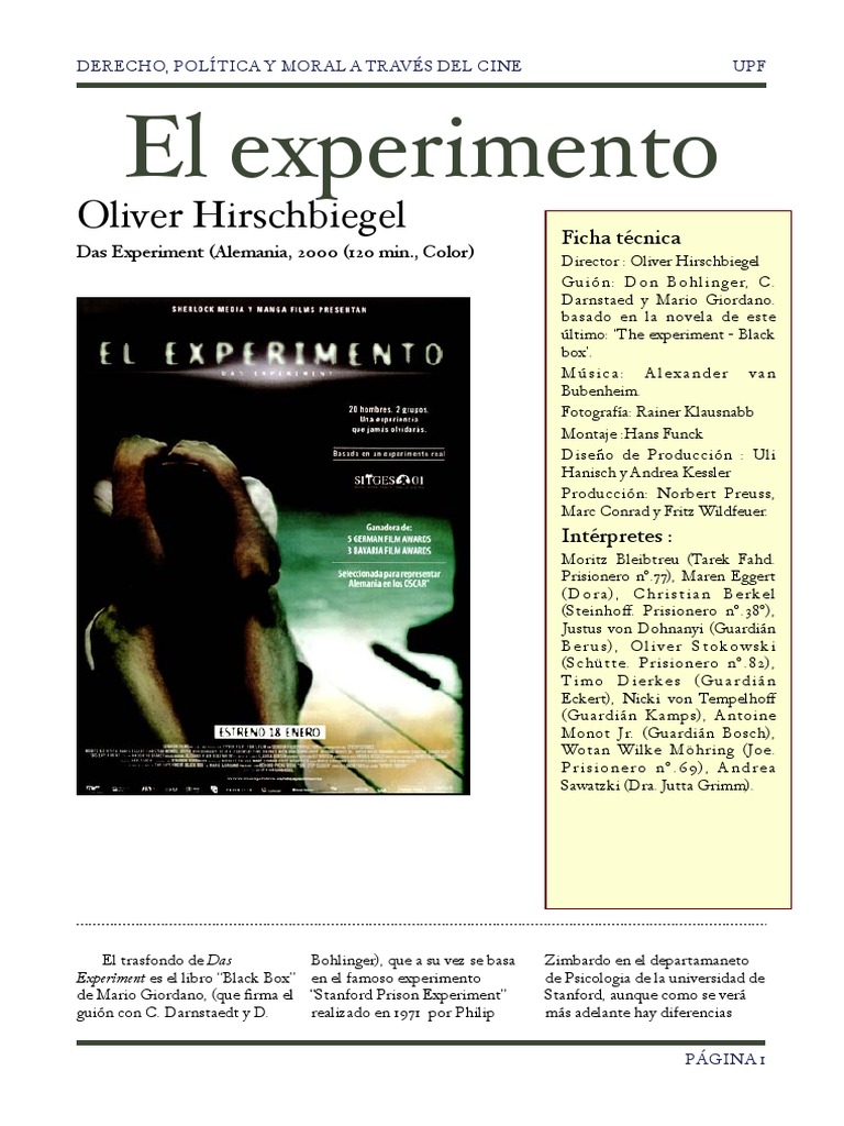 El Experimento | PDF | Comportamiento | Conceptos psicologicos