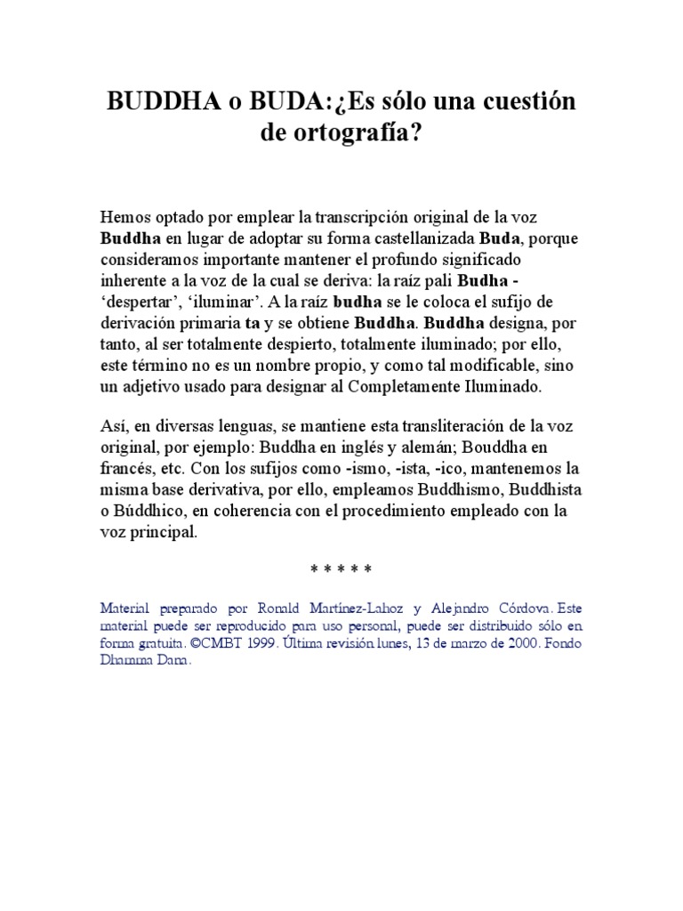 Buddha o Buda | PDF
