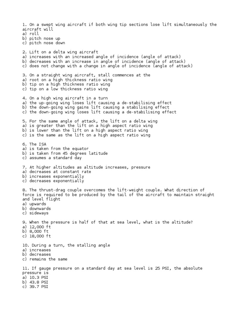 Aerodynamics Questions and Calculations | PDF | Flight Control Surfaces ...