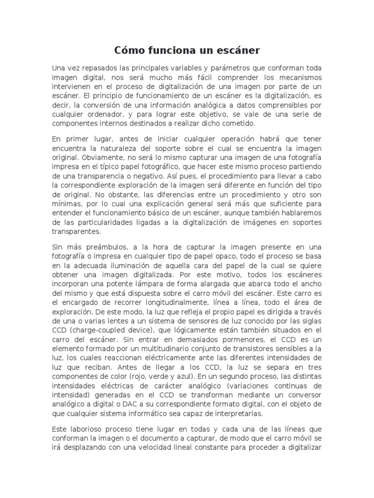Cómo funciona un escáner | PDF | Escáner de imagen | Imagen