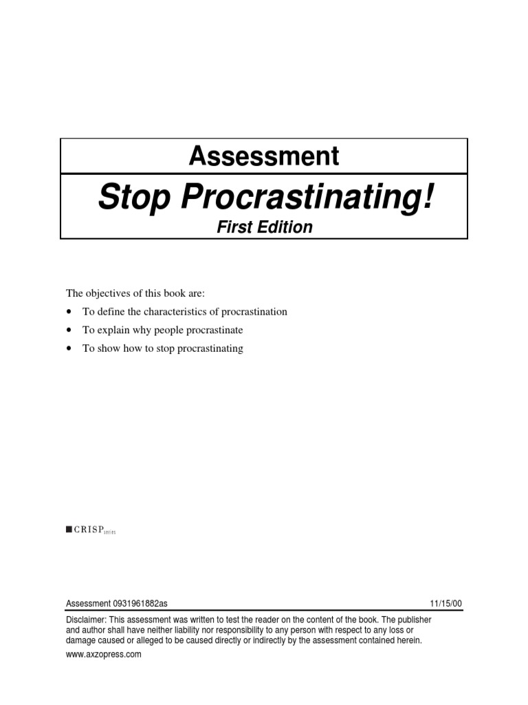 Stop Procrastinating!: Assessment | PDF | Procrastination | Professional Skills