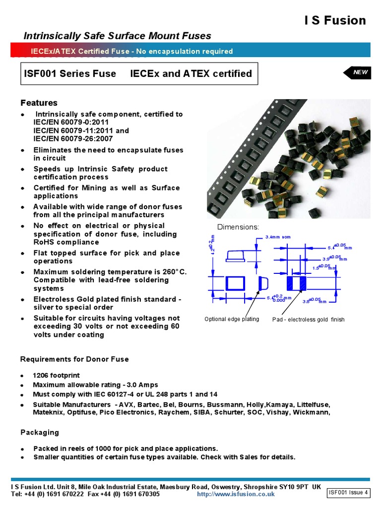 Intrinsically Safe Surface Mount Fuses | PDF | Electrical Components ...
