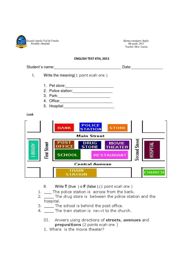 6th Grade English Test - Vocabulary & Directions | PDF | Career & Growth