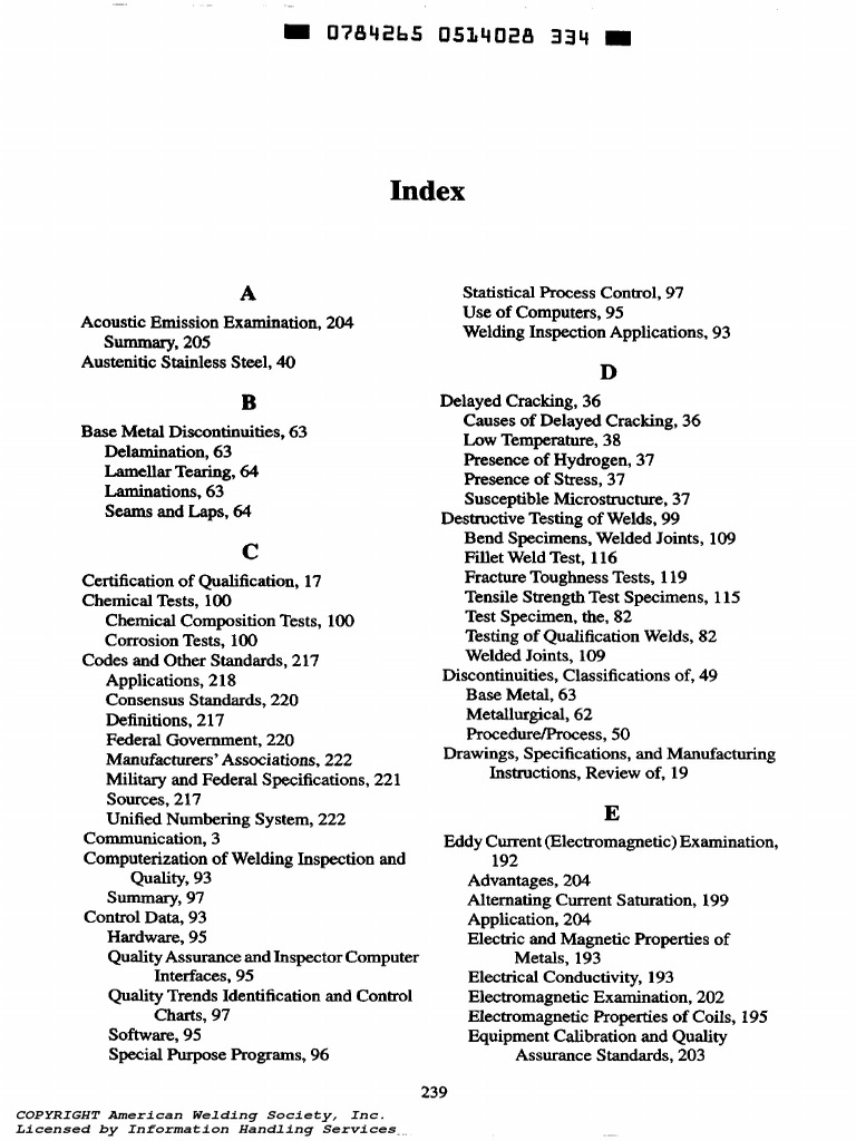 Index: Summary, 40 | PDF | Nondestructive Testing | Welding
