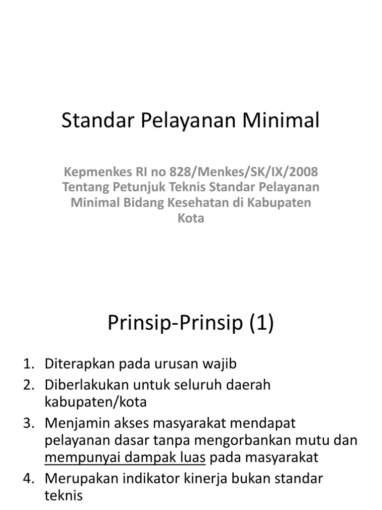 Standar Pelayanan Minimal Puskesmas | PDF