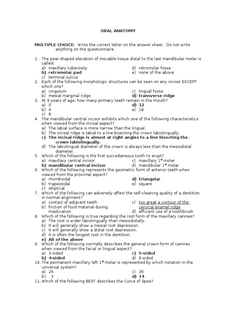 Oral Anatomy Review | PDF | Human Tooth | Tooth