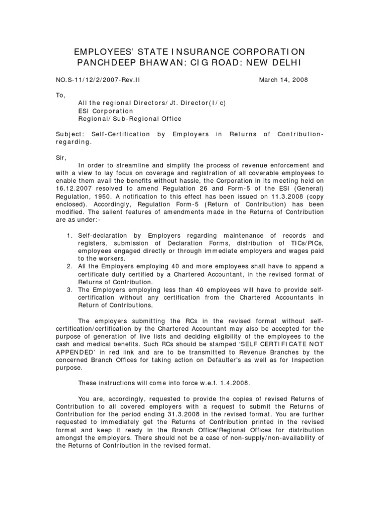 ESI Form 5 - Half Yearly Return | PDF | Employment | Government