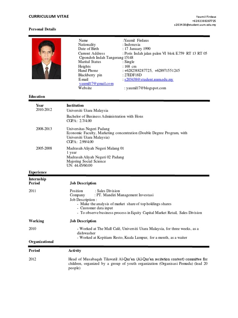 CV Yaumil Firdaus | PDF | Computing And Information Technology | Business