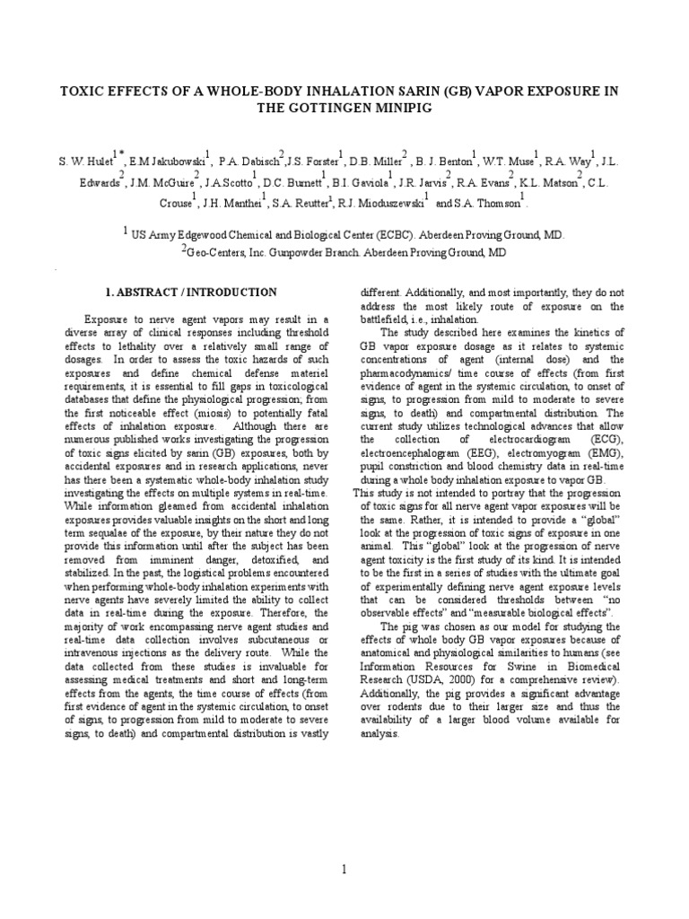 Toxic Effects of A Whole-Body Inhalation Sarin (GB) Vapor Exposure in ...