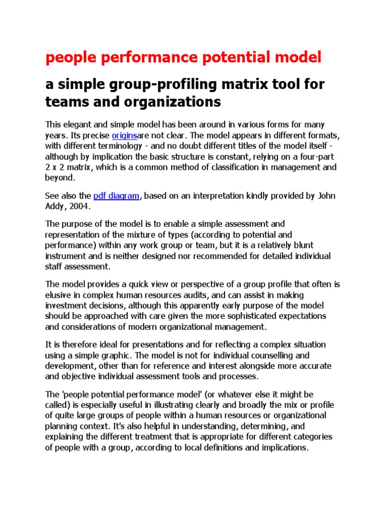 People Performance Potential Model Hav | PDF | Mentorship | Performance ...