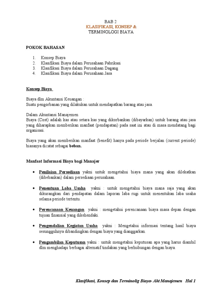 Konsep Biaya | PDF