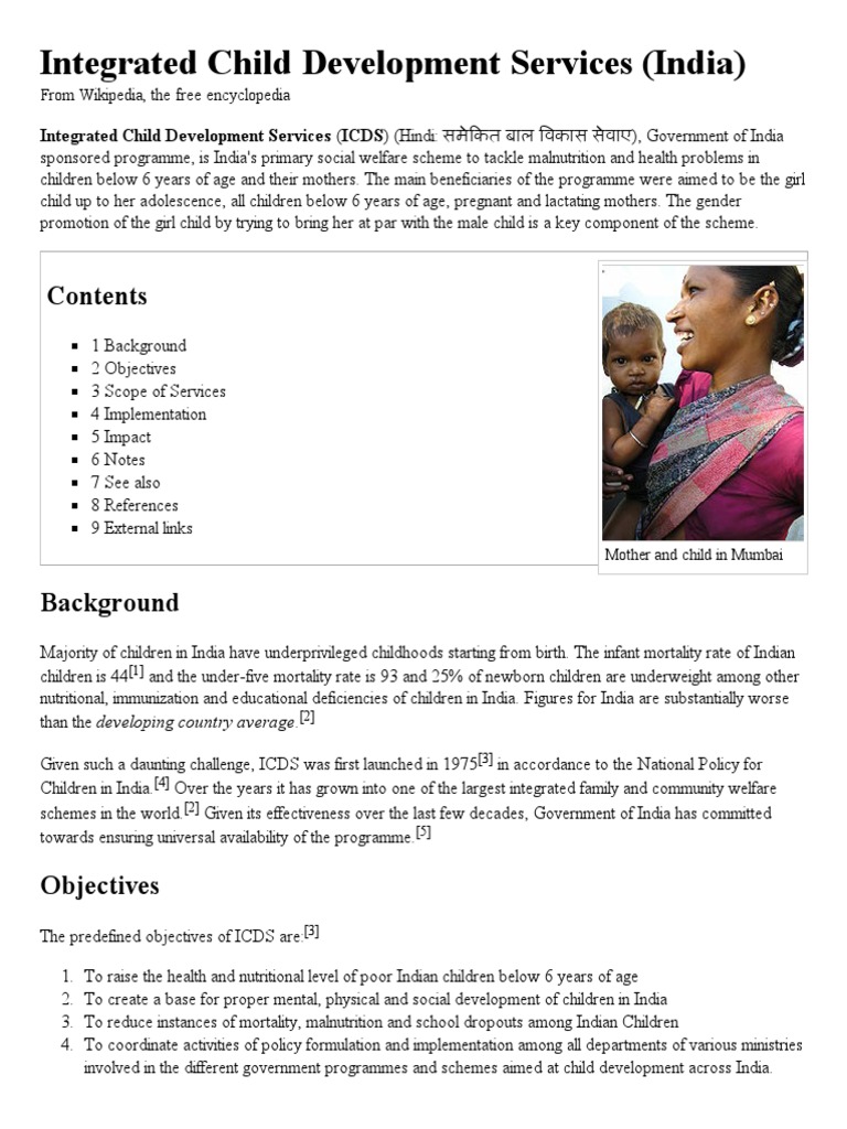 Integrated Child Development Services (India) | PDF | Welfare | Poverty