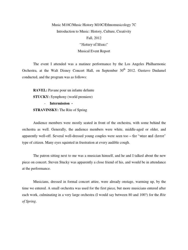 Musical Event Report | Orchestras | Performing Arts