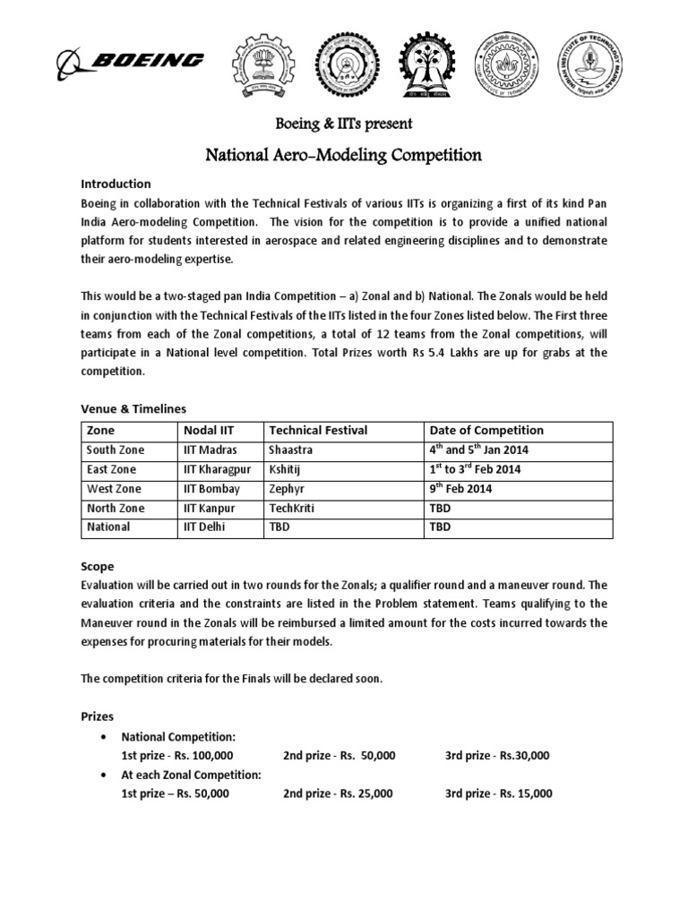 Boeing IIT National Aero-Modeling Competition v2.2 | PDF | Gliding ...