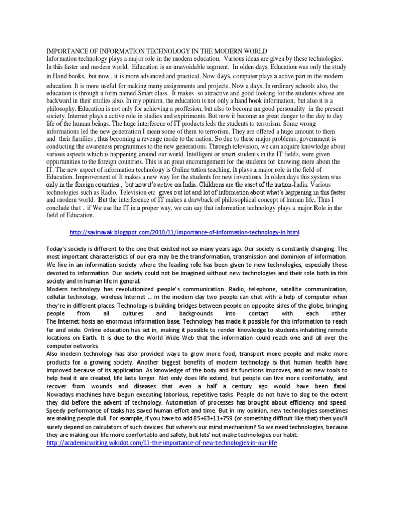 Importance of Information Technology in The Modern World | Download ...
