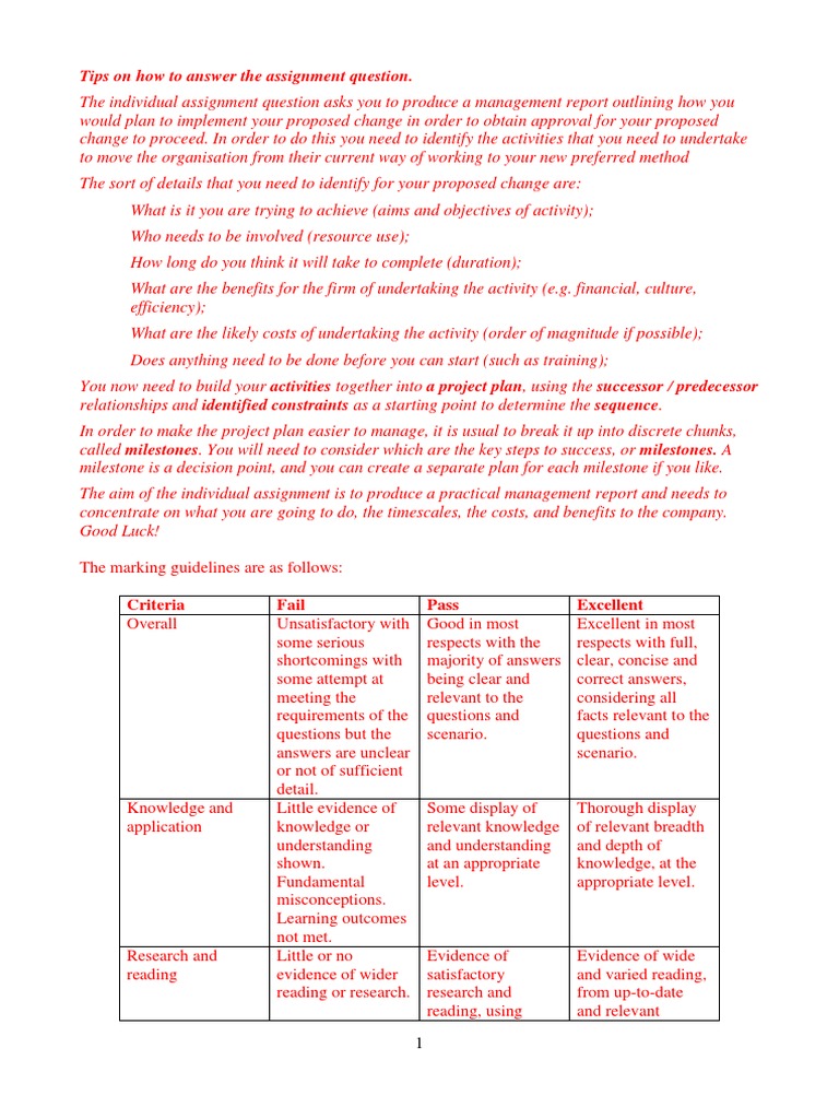 Tips On How To Answer The Assignment Question.: Criteria Fail Pass ...