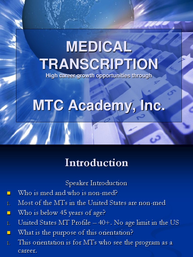 Medical Transcription | Health Sciences | Wellness