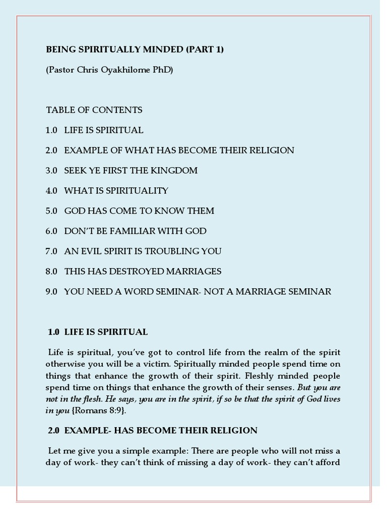 Being Spiritually Minded: Understanding True Spirituality and Its ...