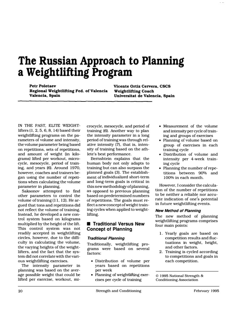 The Russian Approach To Planning A Weightlifting Program | PDF | Weight ...