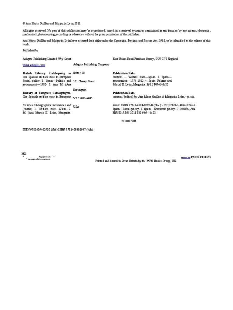 The Spanish Welfare State in European Context | PDF | Welfare | Welfare ...