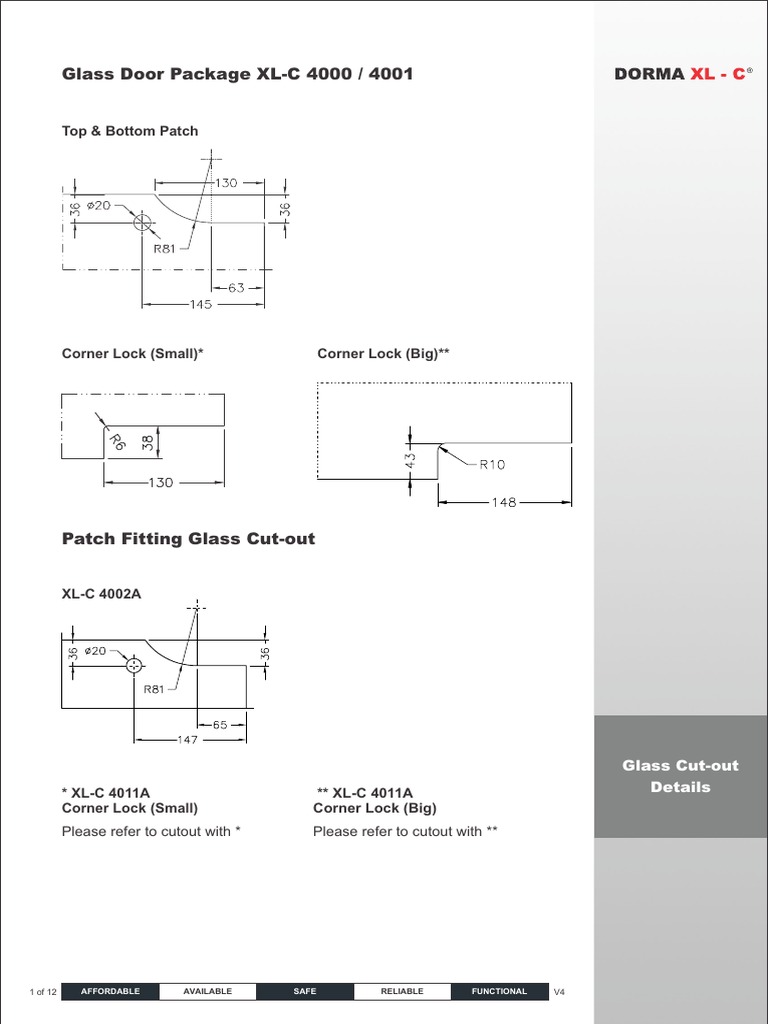 XL-C Glass Door Fittings Overview | PDF | Door | Components