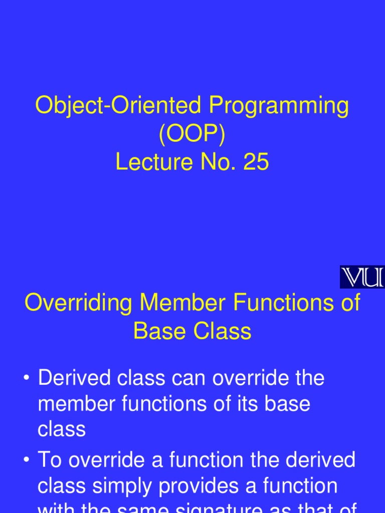 Object Oriented Programming Oop Cs304 Power Point Slides Lecture 25 1336