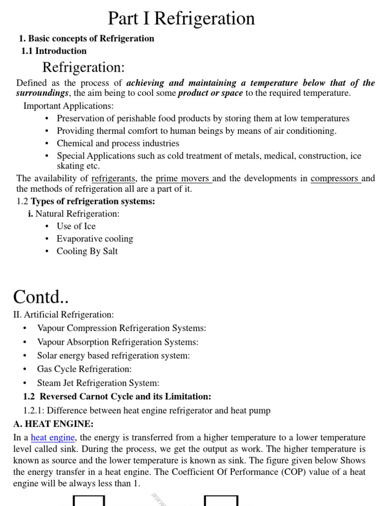 Part I Refrigeration Chapter 1 | PDF | Gas Compressor | Refrigeration