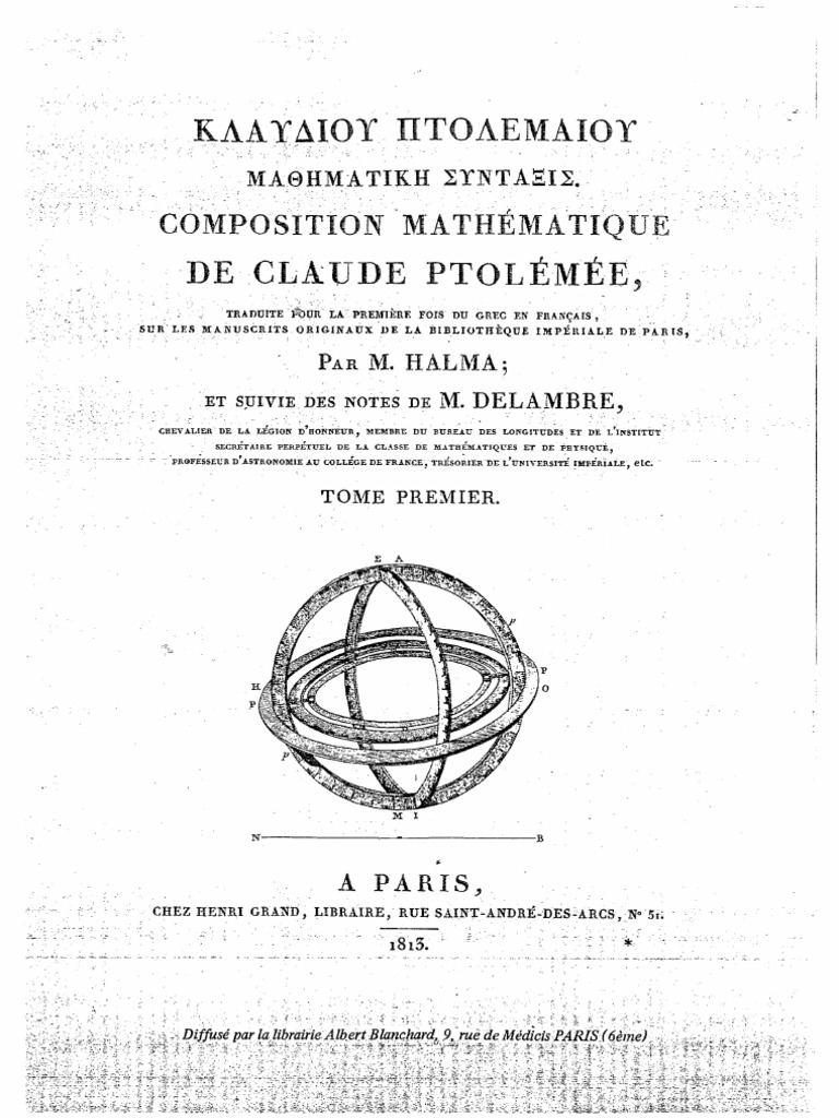 Ptolemy Almagest: French and Greek Bilingual Edition