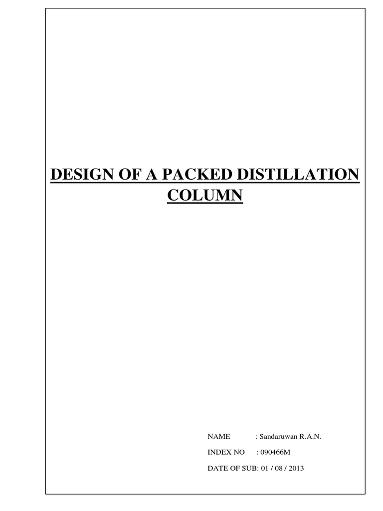 Distillation Column Design | PDF | Distillation | Phases Of Matter