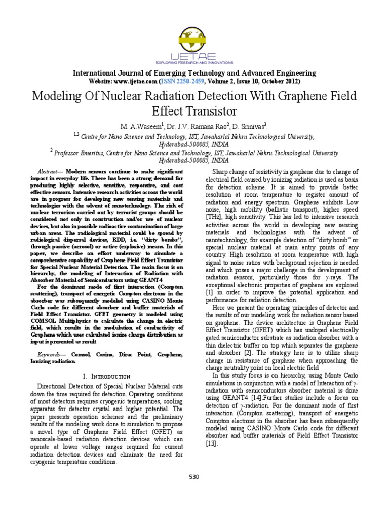 Graphene Field Effect Transistor As Radiation Detector Pdf Graphene Field Effect Transistor