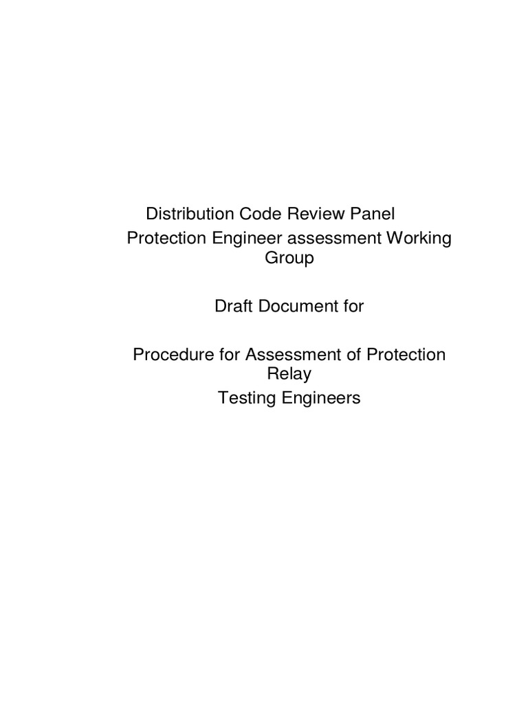 Procedure For Assessment of Protection Relay Testing Engineers DCRP ...