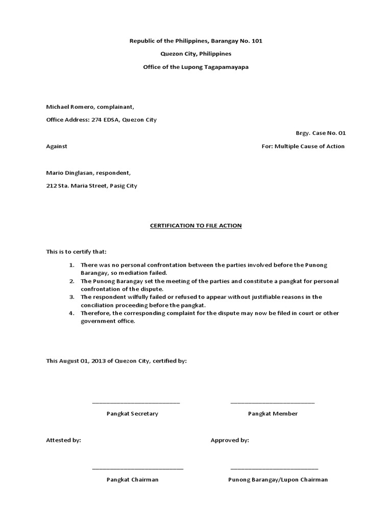 Certification To File Action-Legal Forms | PDF | Law