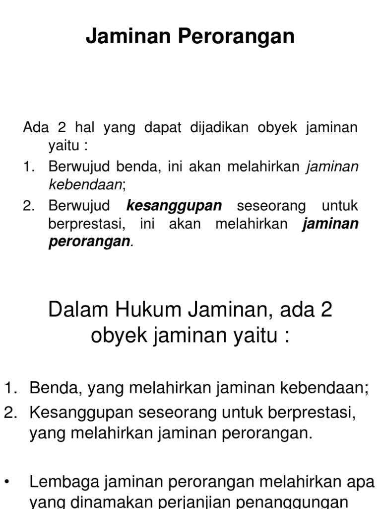 Jaminan Perorangan | PDF | Bisnis | Pengelolaan Keuangan & Uang