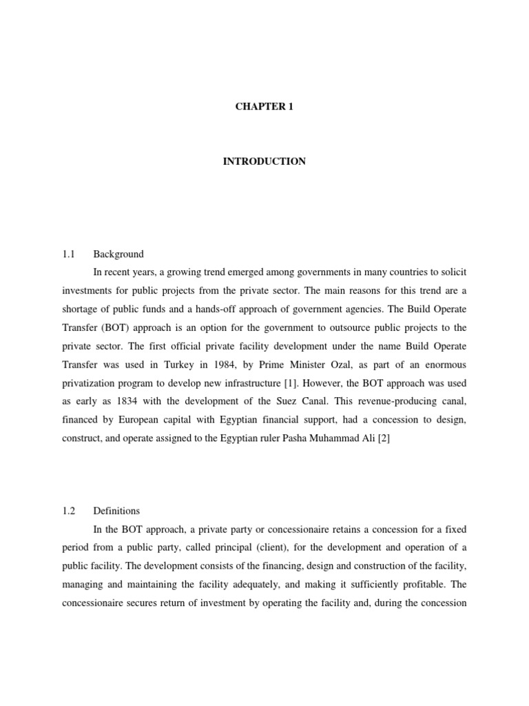 Build Operate Transfer (BOT) | PDF | Investing | Joint Venture