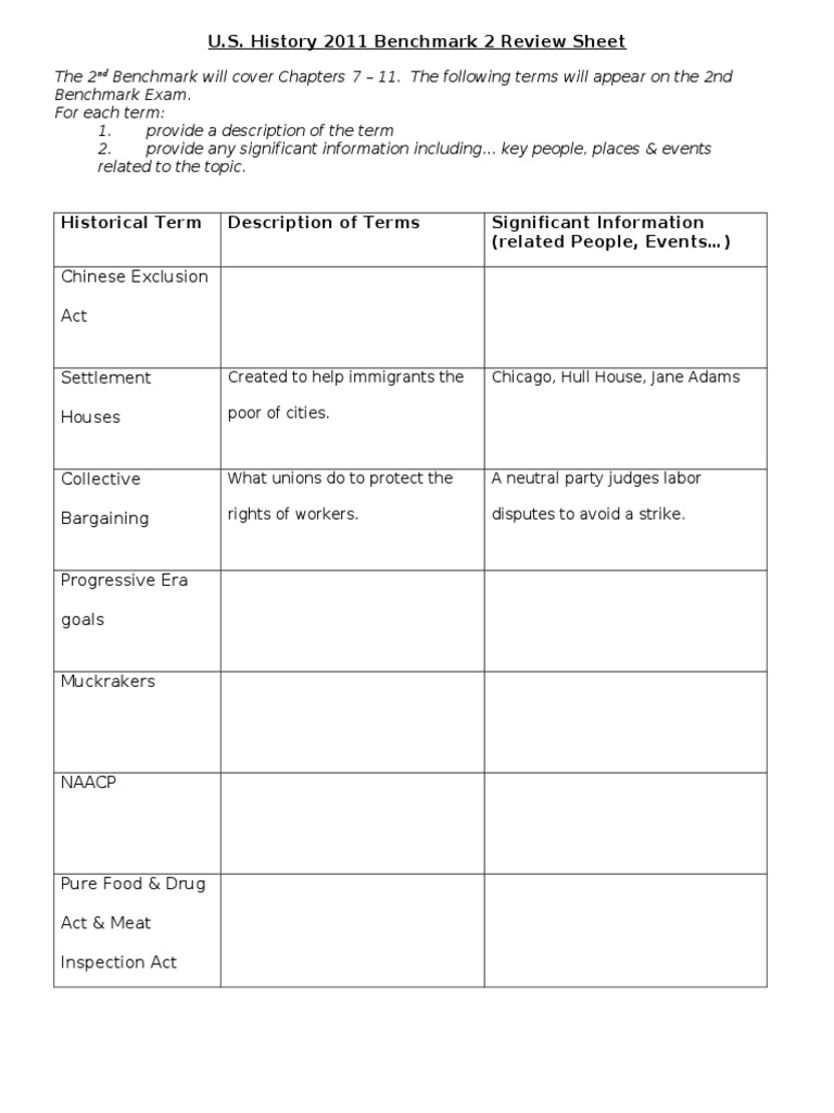 U.S. History Benchmark 2 Review Guide | PDF | Politics
