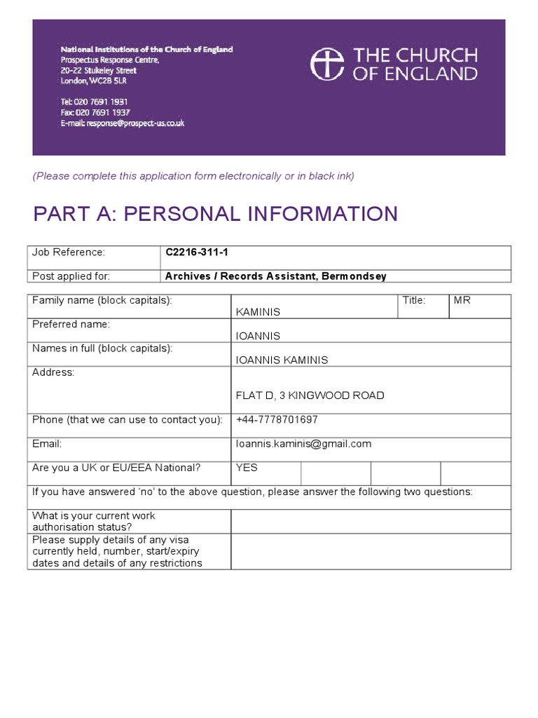 CoE Application Form 2012 | PDF | Library And Museum