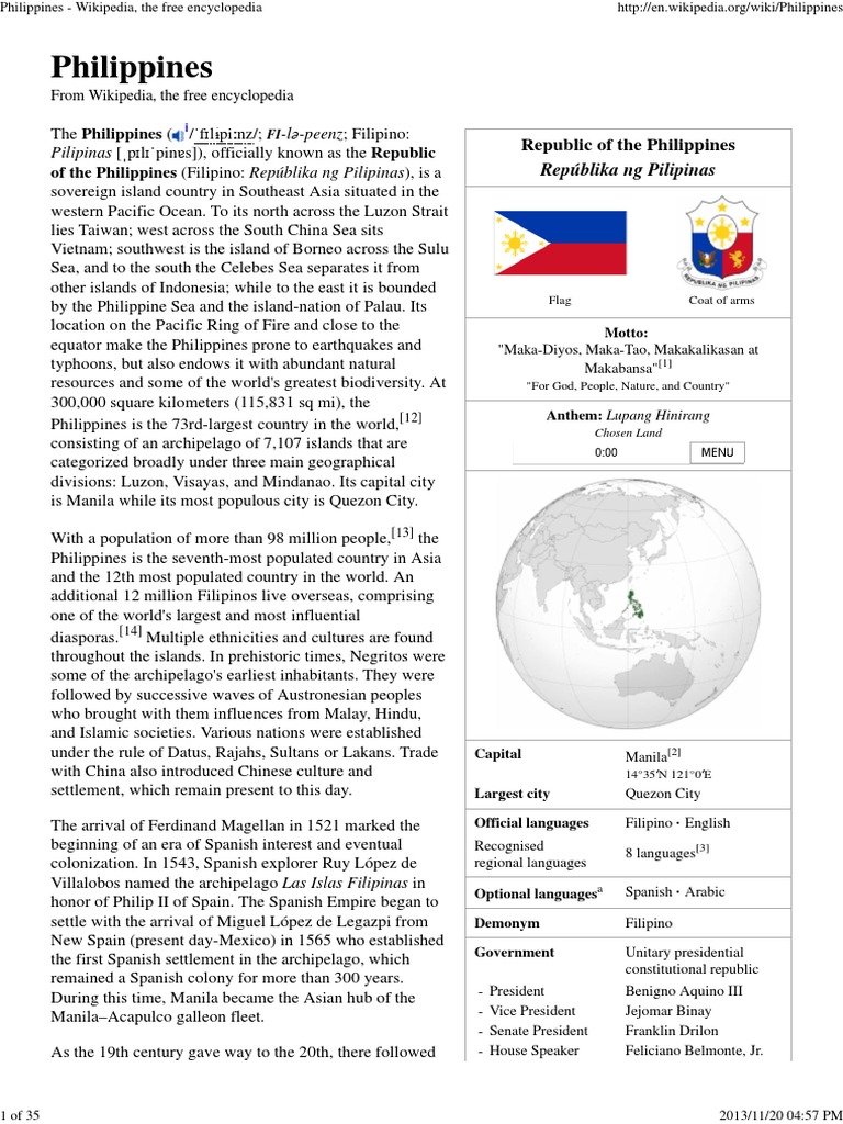 Philippines - Wikipedia, The Free Encyclopedia | PDF | Philippines ...