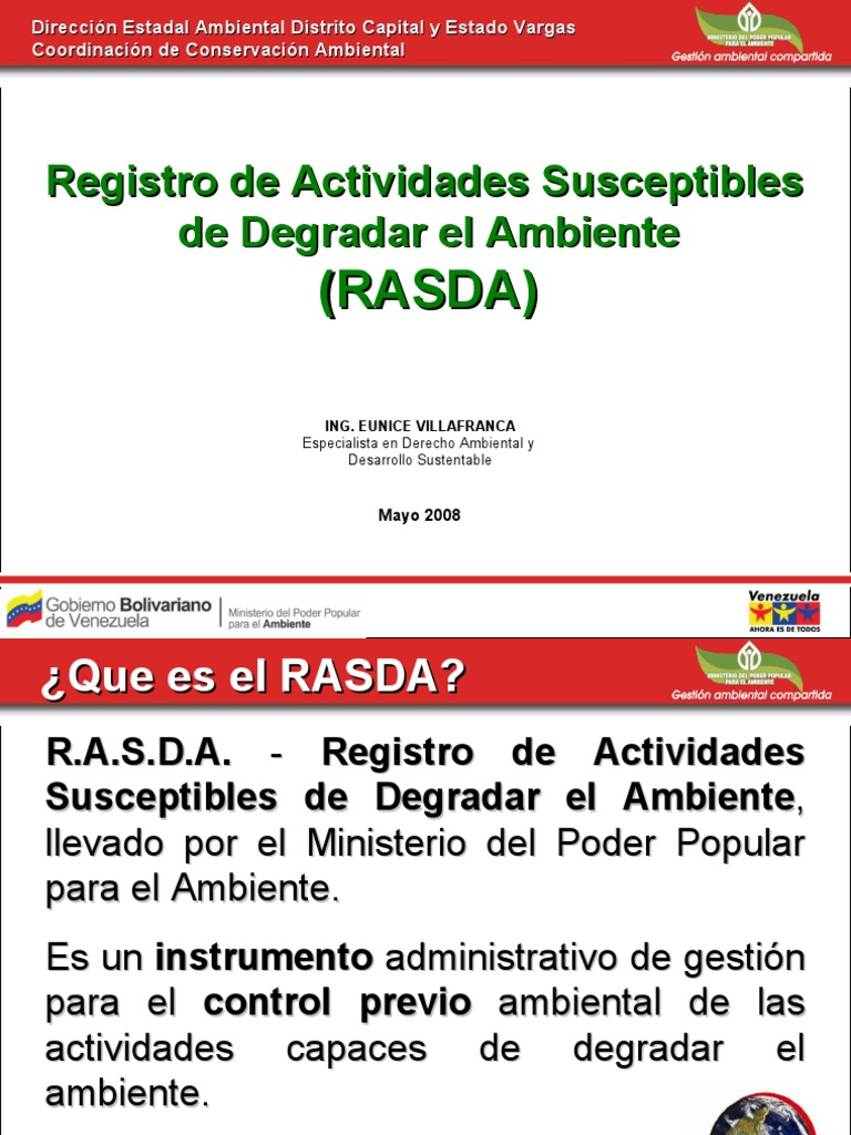 Registro RASDA | PDF | Salud Ambiental | Determinantes de la salud
