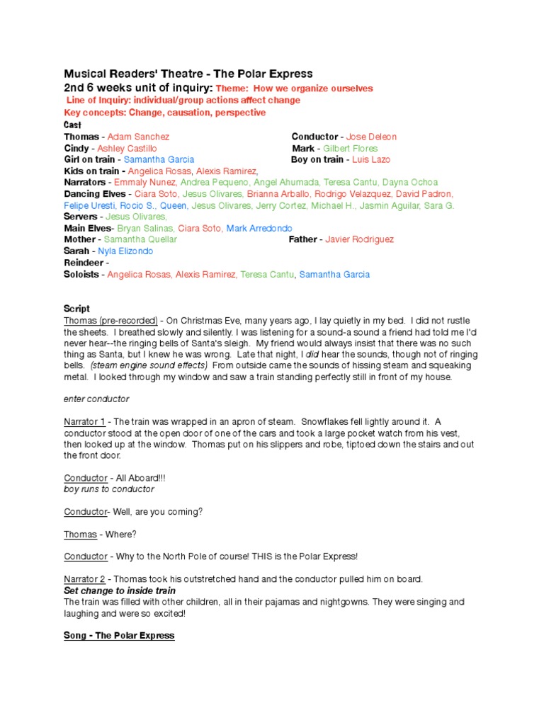 Polar Express Musical Readers' Theatre | PDF | Santa Claus | Elves