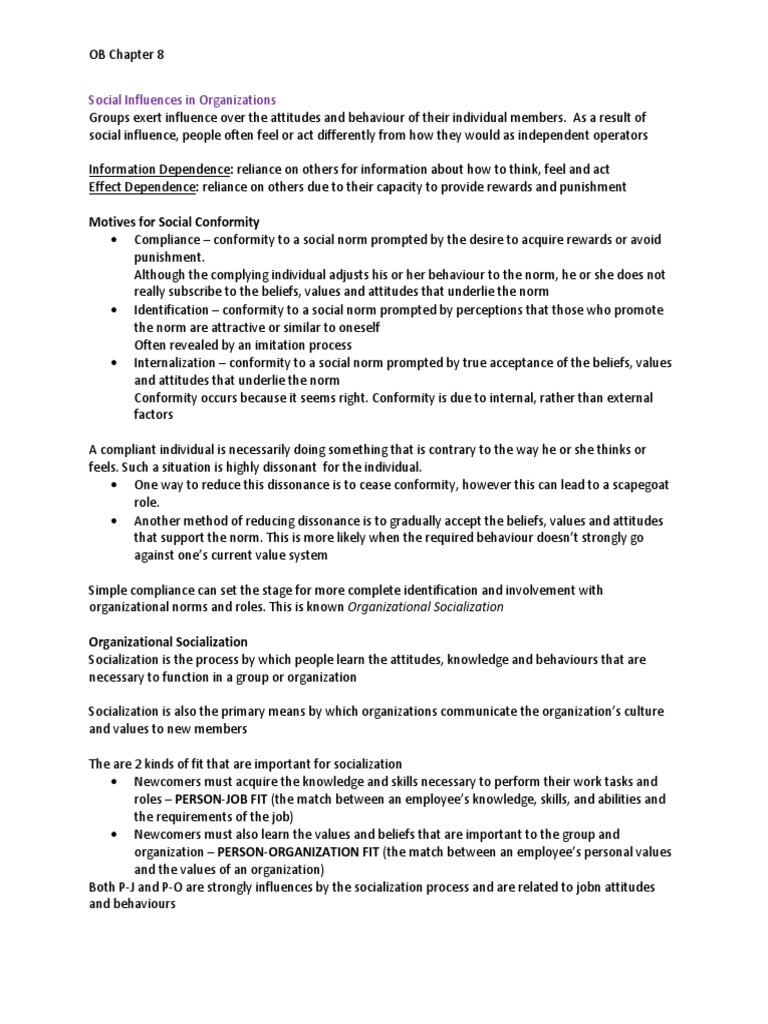 Organizational Behavior Notes | PDF | Socialization | Norm (Social)