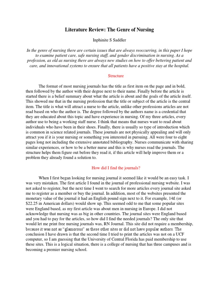 Literature Review | Nursing | Patient